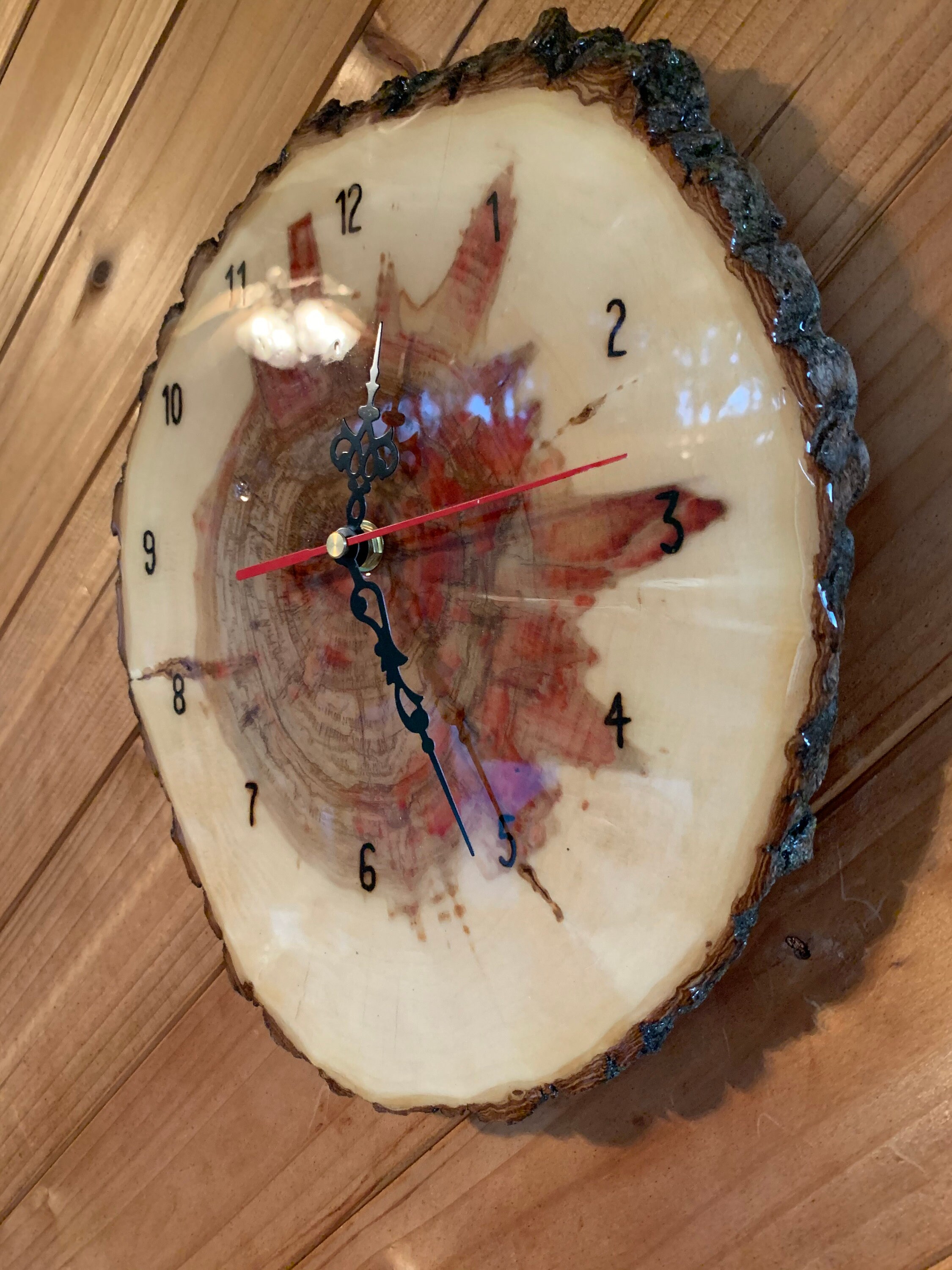 Red Flame Box Elder Live Edge Clock With Epoxy Coating - Etsy