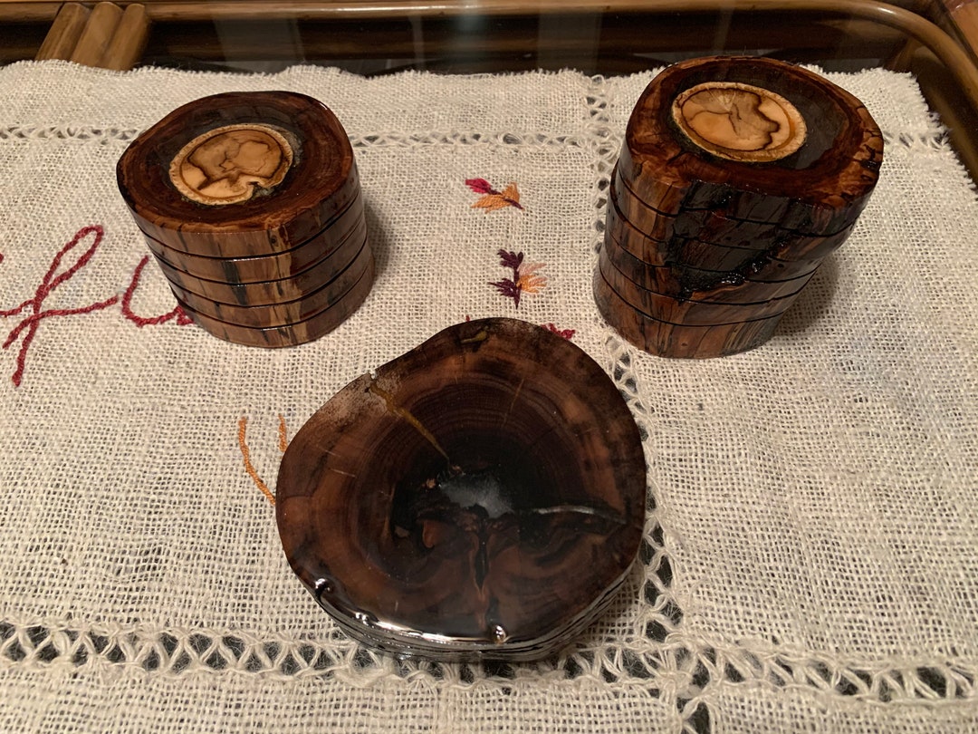 Epoxy Filled Live Edge Wood Coasters - Etsy