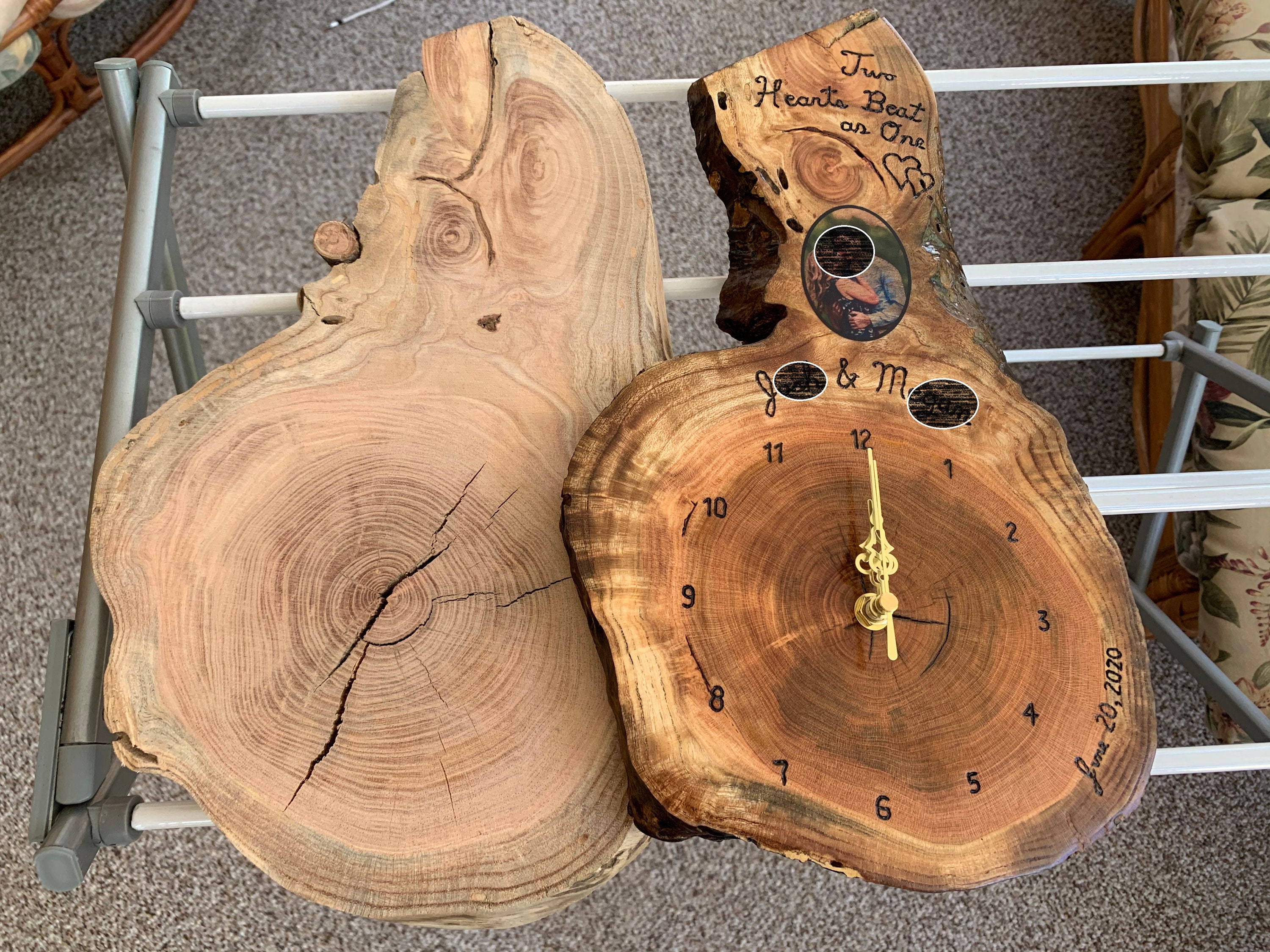 Customized Live Edge Clock With Your Words and Picture - Etsy