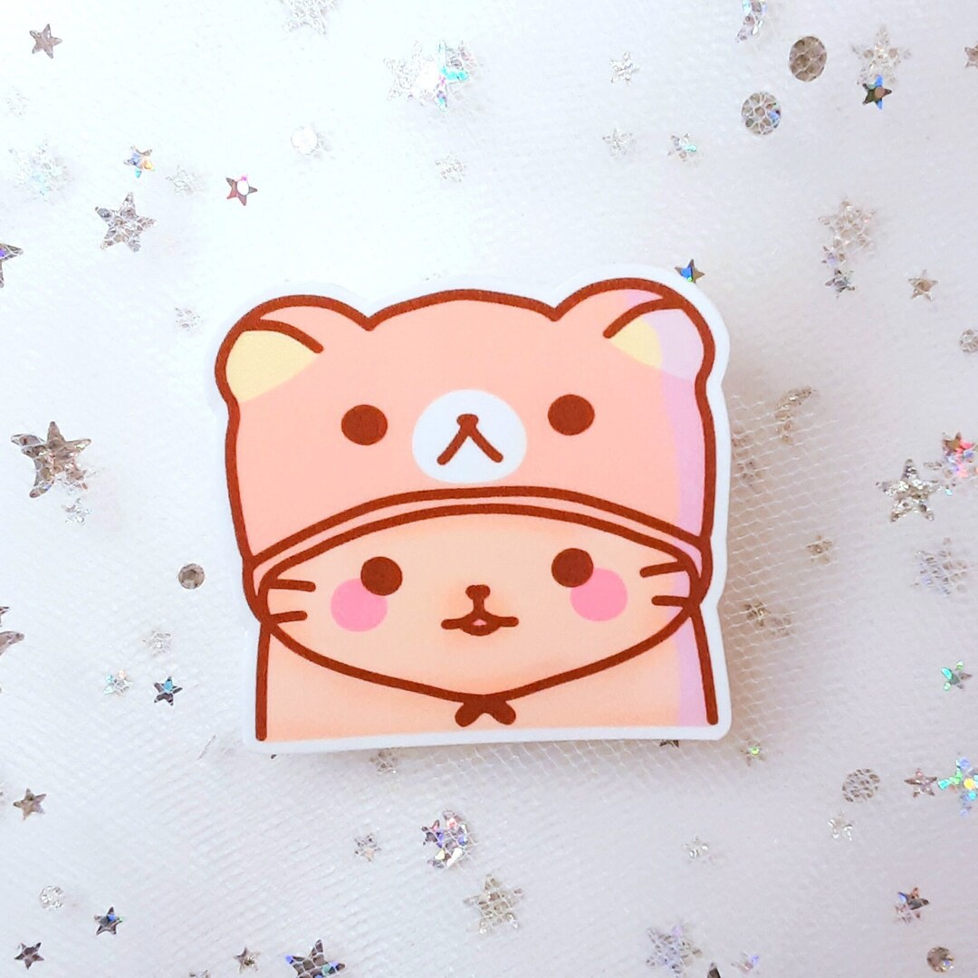 Kawaii Cat Kuma Sticker, Kawaii Cat Bear Sticker, Cute Kuma Sticker ...