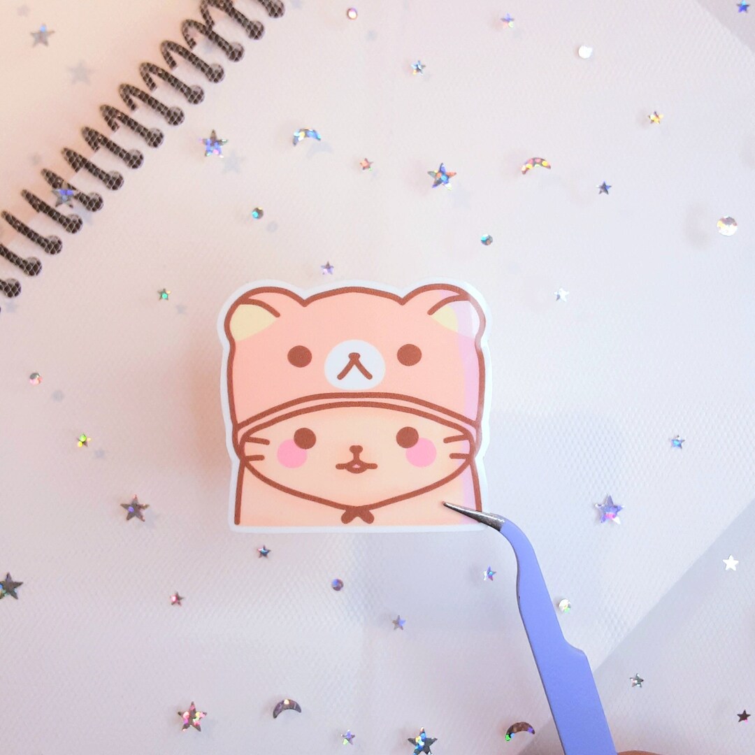 Kawaii Cat Kuma Sticker Kawaii Cat Bear Sticker Cute Kuma - Etsy