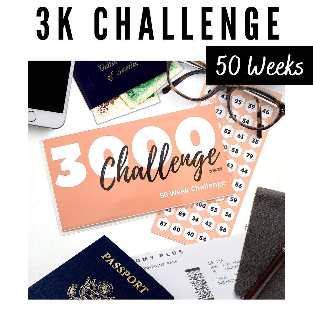 Cash Envelope Money Challenge 3K Savings Sticker Tracker Digipapert 3k ...