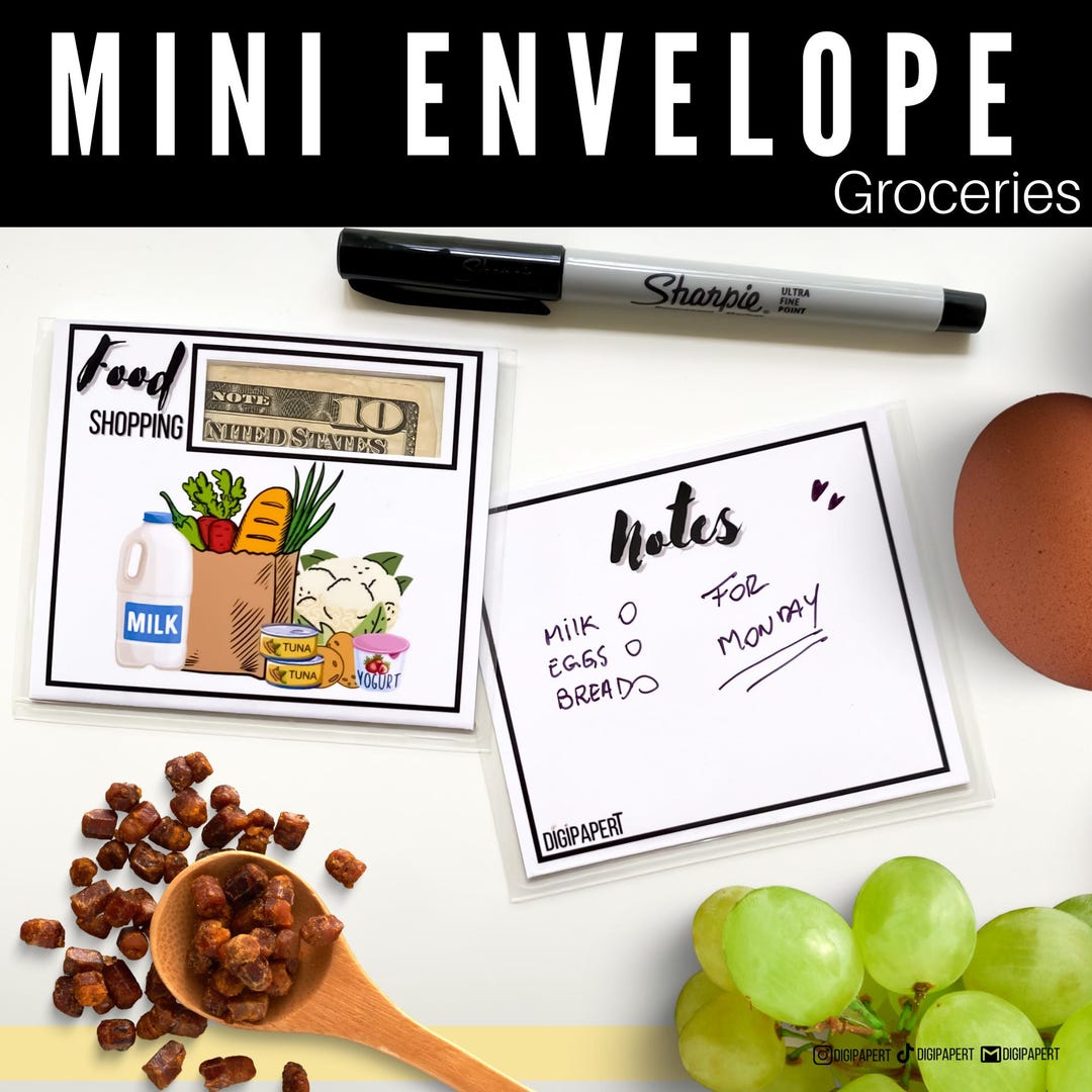 Mini Cash Envelope for Grocery & Food Shopping Compact Budgeting ...