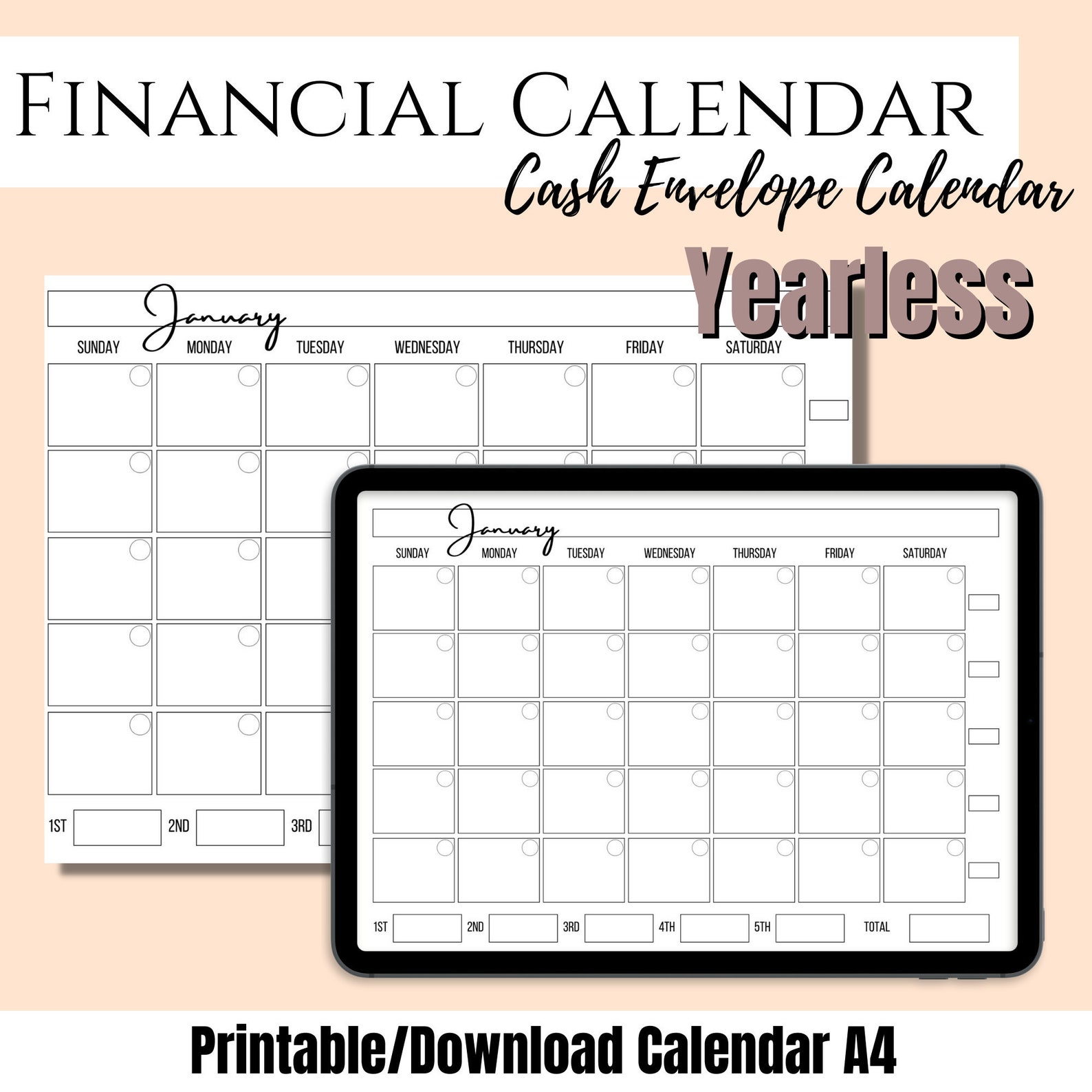 Yearless Financial Calendar Printable 12 Months Minimalist Etsy yearless-financial-calendar-printable-12-months-minimalist-etsy