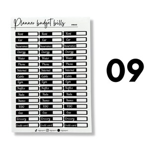 Sticker Planner Monthly Bills Black Minimalist Budget - Etsy