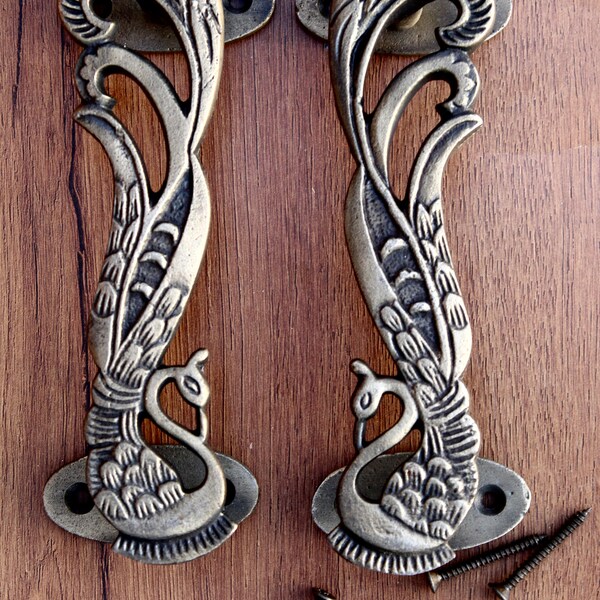 Brass Peacock Door Handles - Etsy