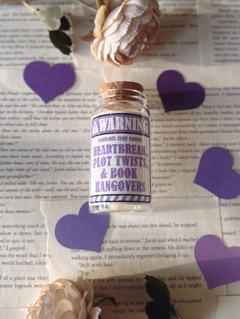 TBR Jar for Book Lovers – Warning Label Edition Heart Papers & Pen ...