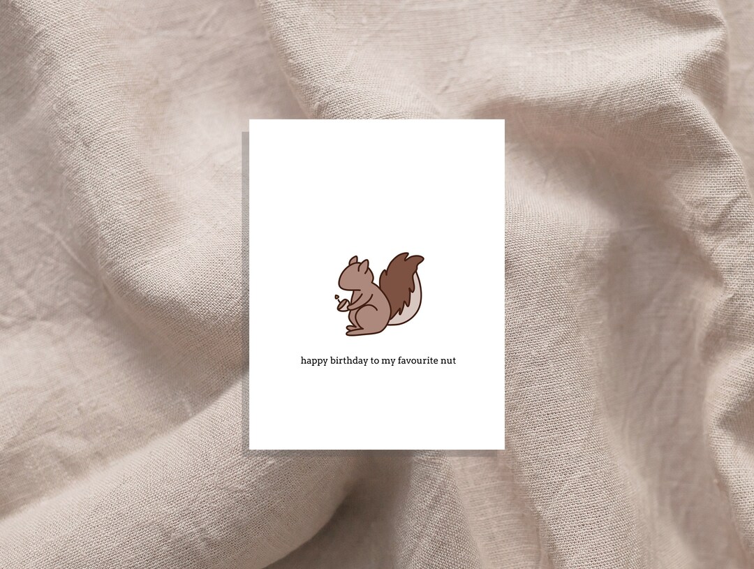 Happy Birthday to My Favourite Nut Card, Cute Squirrel, Acorn, Candle ...
