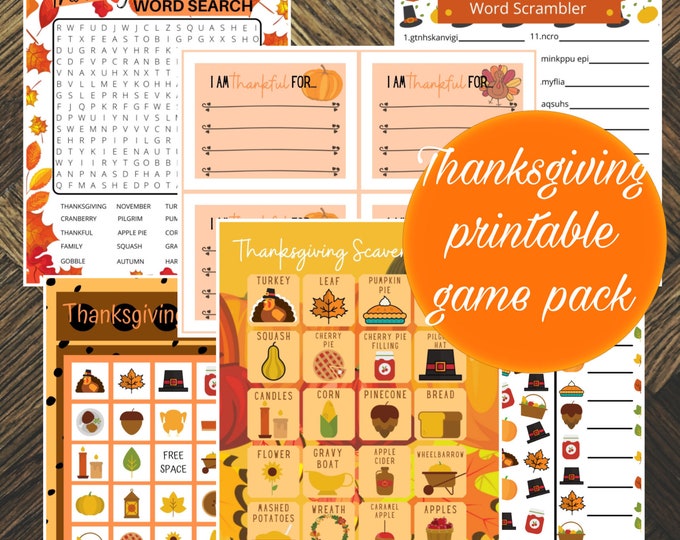 Thanksgiving Printable Game Pack PRINTABLE ONLY Holiday Games - Etsy