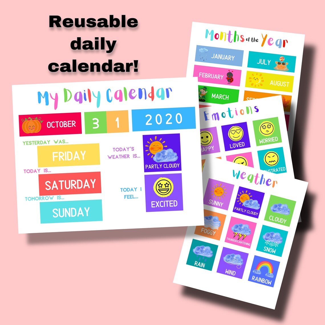 Kids Daily Calendar Morning Circle Homeschooling Distance - Etsy