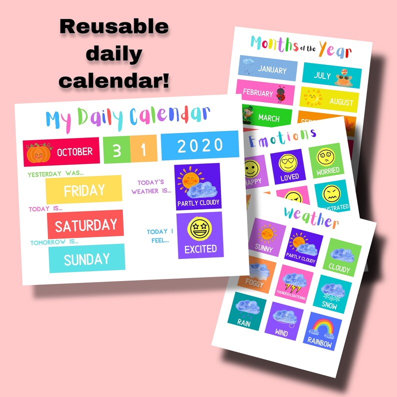 Kids Daily Calendar Morning Circle Homeschooling Distance - Etsy