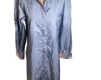 Vintage 80s Raincoat / Padded Puffer Blue Vinyl Rain Jacket / Square ...
