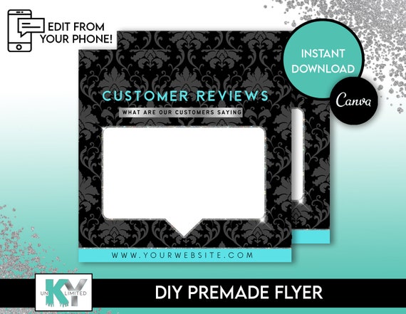 DIY Blue Customer Reviews Flyer Canva Immediate Access | Etsy