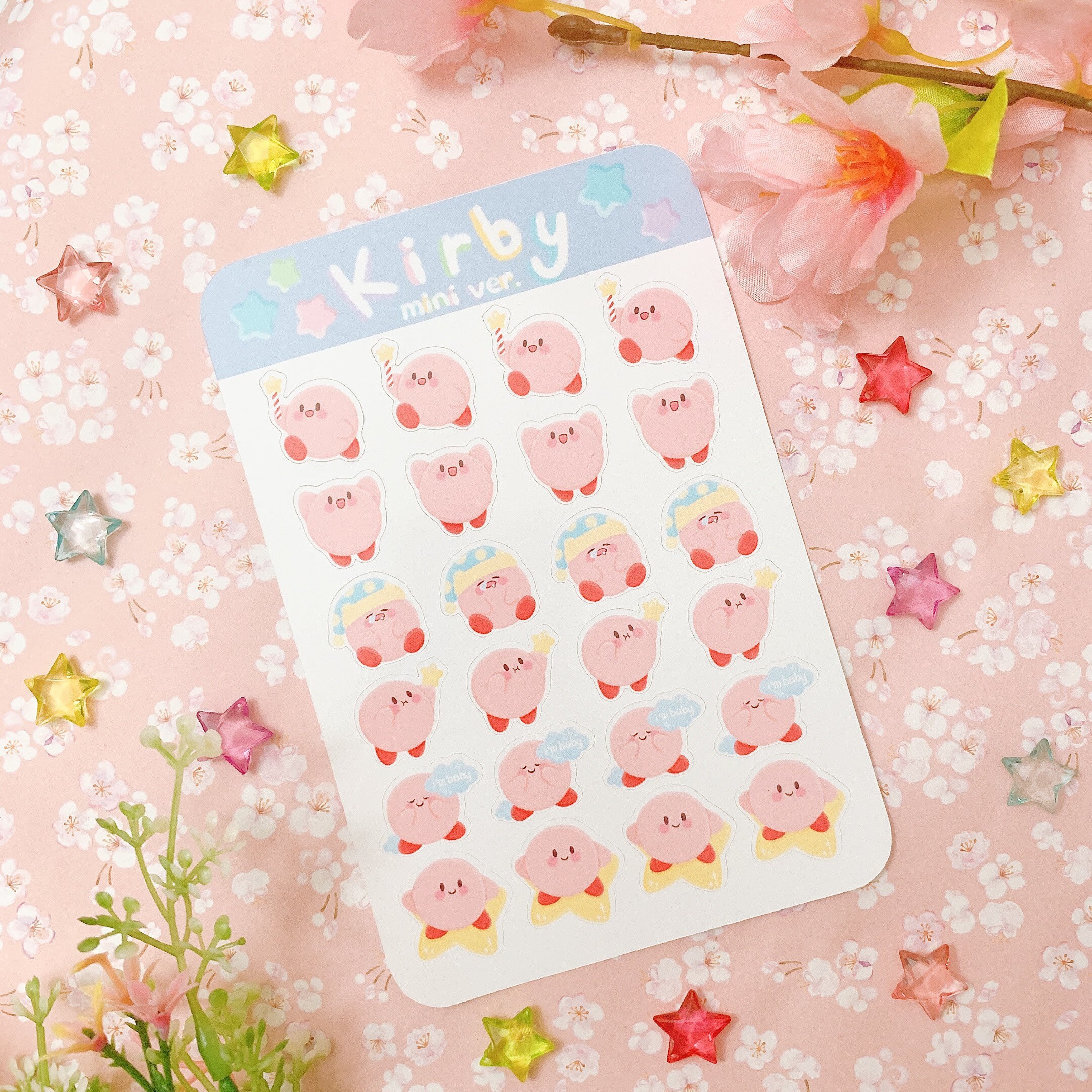 Kirby in Cute Poses Matte Vinyl Sticker Sheet | Etsy