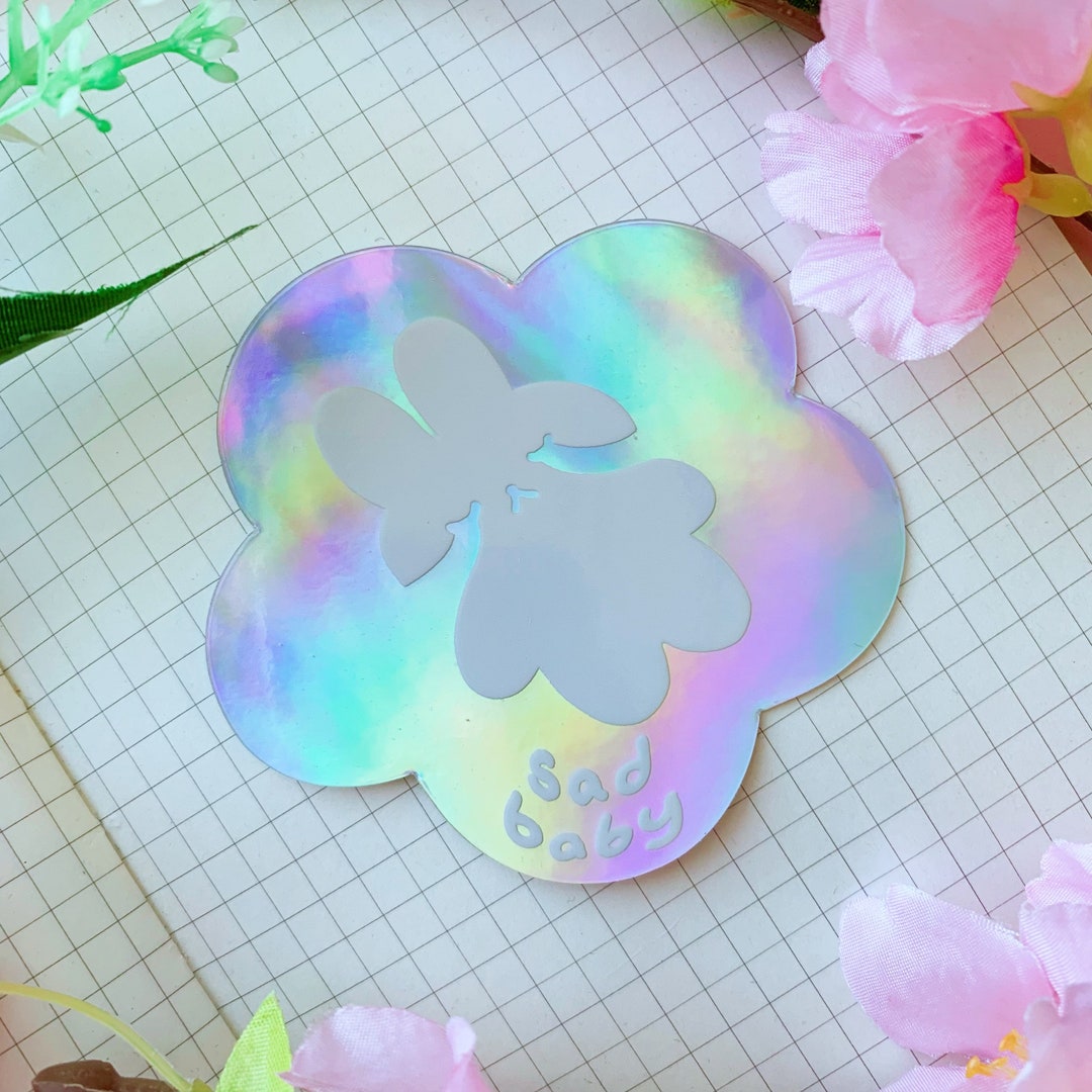 Sad Baby Bunny Holographic Vinyl Sticker - Etsy