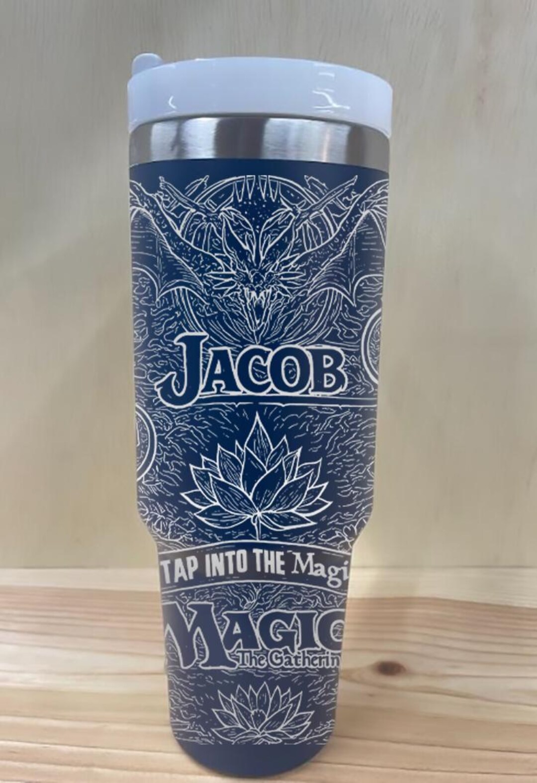 MTG Inspired Magic Style 40oz Laser Engraved Tumbler With Handle Custom ...
