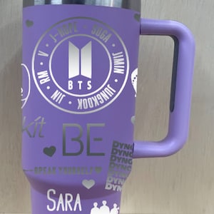 BTS K-pop Personalized 40 Oz Stainless Steel Tumbler With Handle, Lid ...