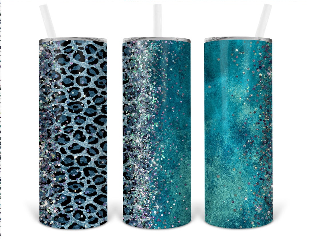 Turquoise and Leopard Animal Print Personalized 20 Oz Skinny Tumbler - Etsy
