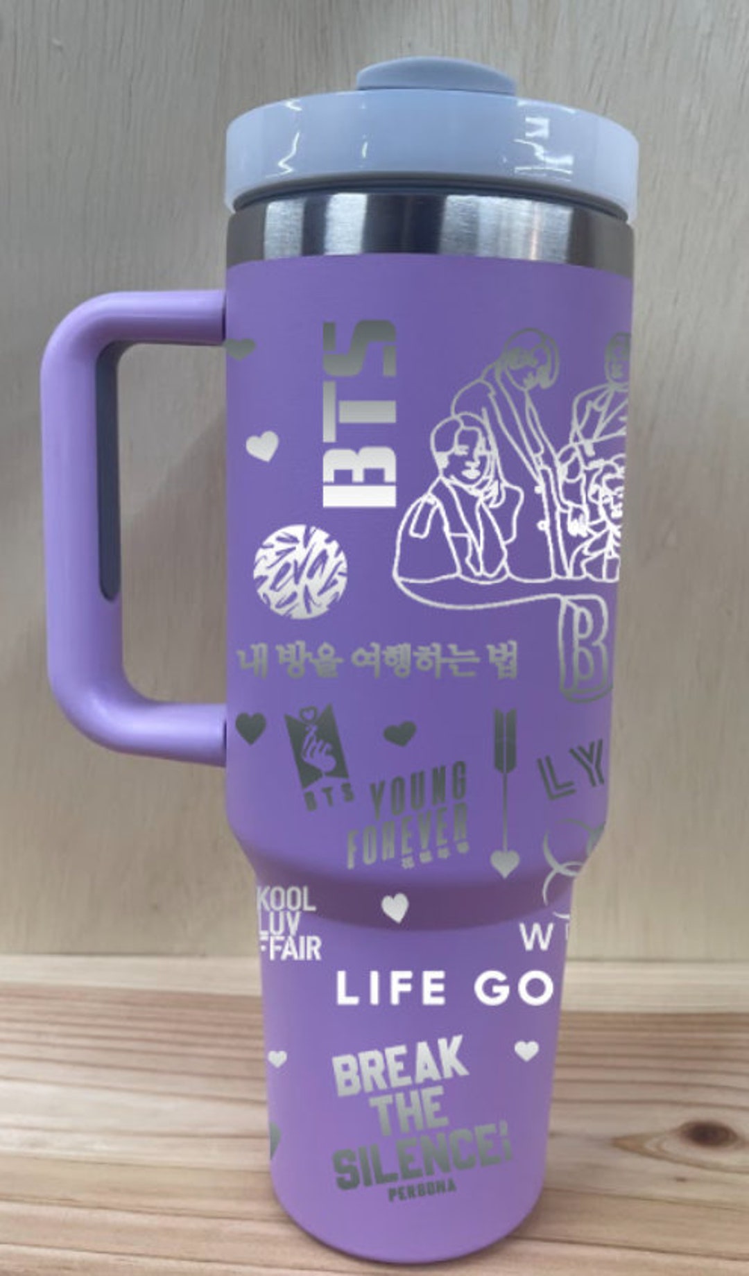 BTS K-pop Personalized 40 Oz Stainless Steel Tumbler With Handle, Lid ...