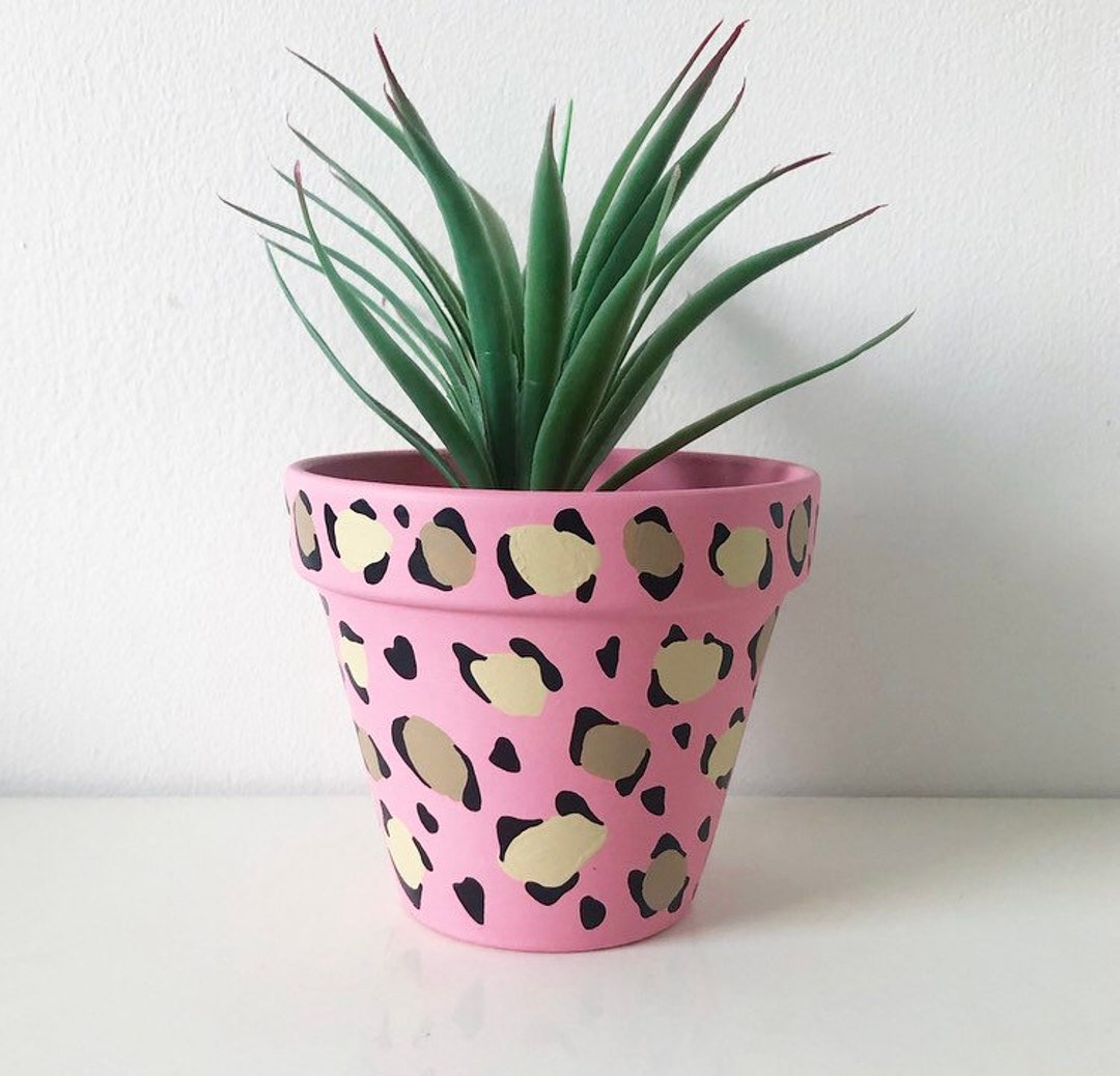 Leopard Print Plant Pot, Baby Pink Planter, Leopard Print Home Decor ...