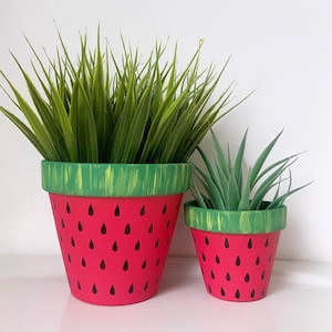 Watermelon Fruit Plant Pot, Planter, Hand Painted Terracotta Plant Pot ...