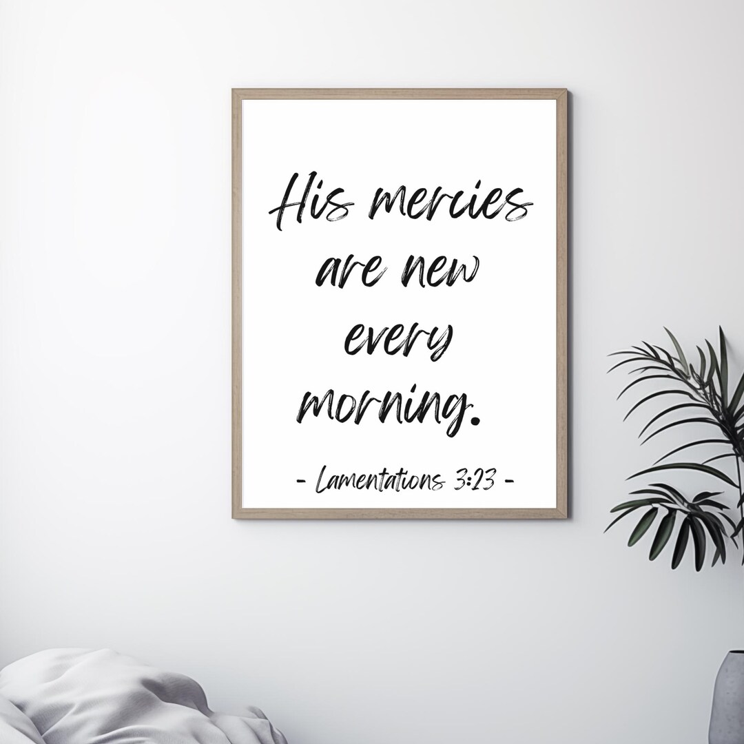 PRINTED Bible Verse Matte Poster, Lamentations 3:23 Handwriting Wall ...