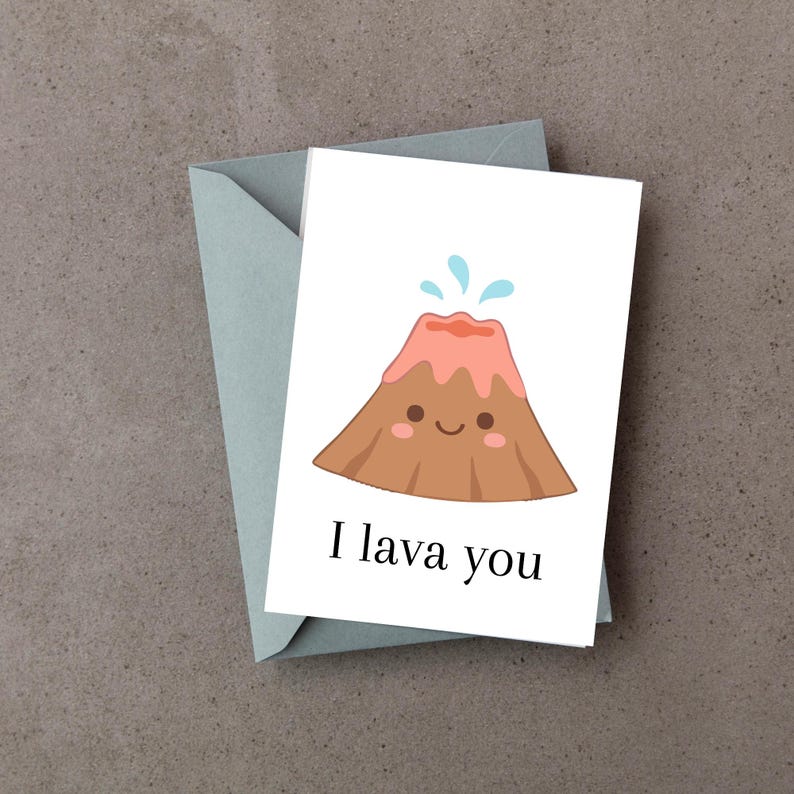 I Lava You Valentine Card – Funny Cute Pun Printable Valentine Card - Etsy