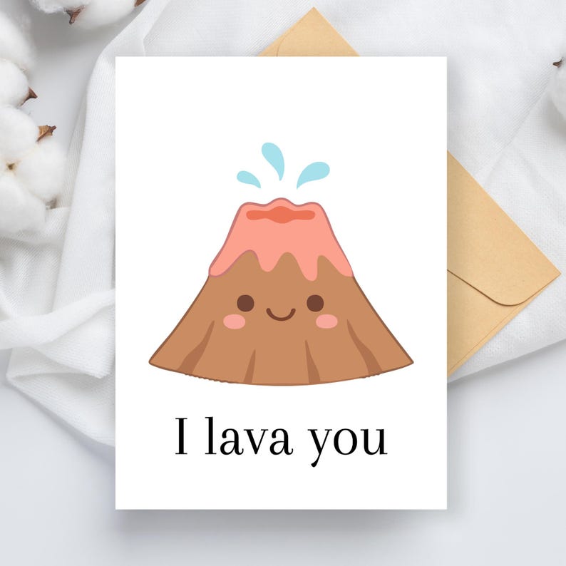 I Lava You Valentine Card – Funny Cute Pun Printable Valentine Card - Etsy
