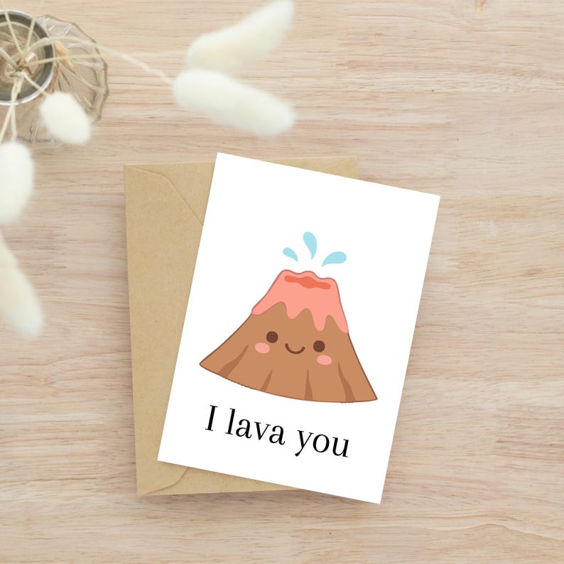 I Lava You Valentine Card – Funny Cute Pun Printable Valentine Card - Etsy