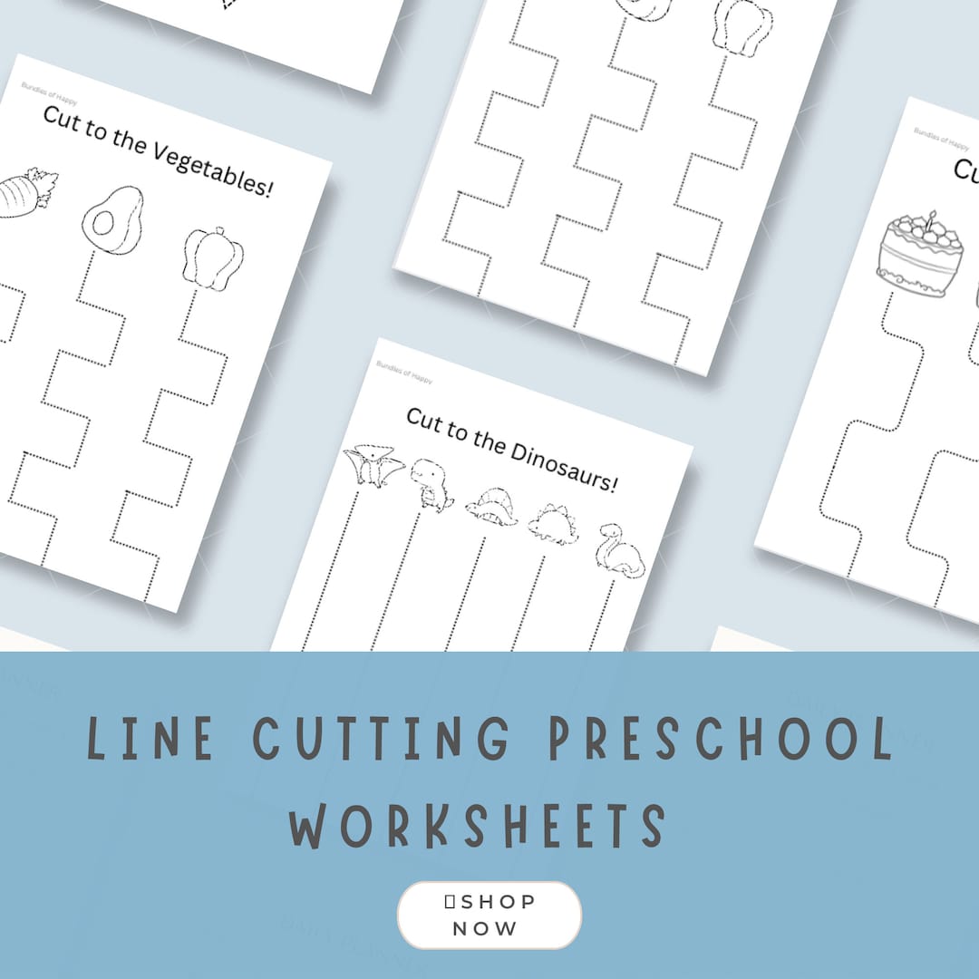 Preschool Cutting Practice Printable Bundle - Develop Fine Motor Skills ...
