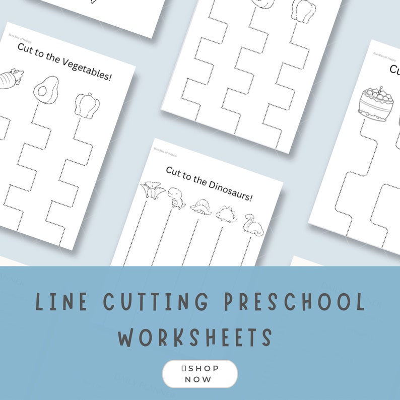 Preschool Cutting Practice Printable Bundle - Develop Fine Motor Skills ...