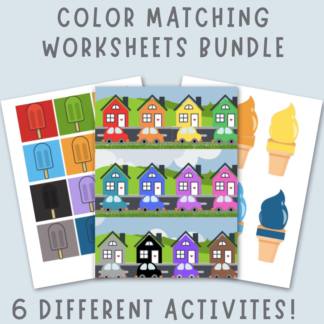 Color Matching Activity Bundle: Preschool Learning Worksheets (PDF) - Etsy