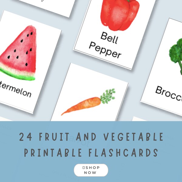 Fruit and Vegetable Flashcards - Etsy Australia
