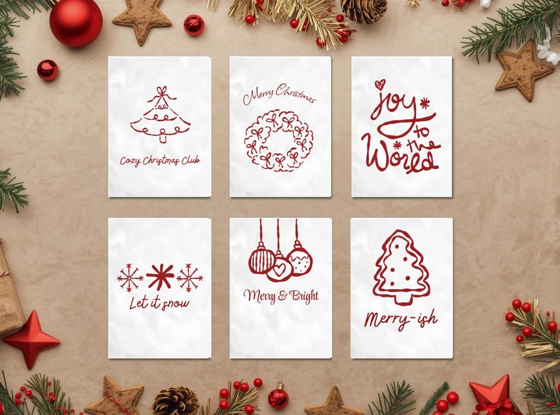 Printable Christmas Holiday Card Bundle Set of 6 | Multiple Sizes - Etsy