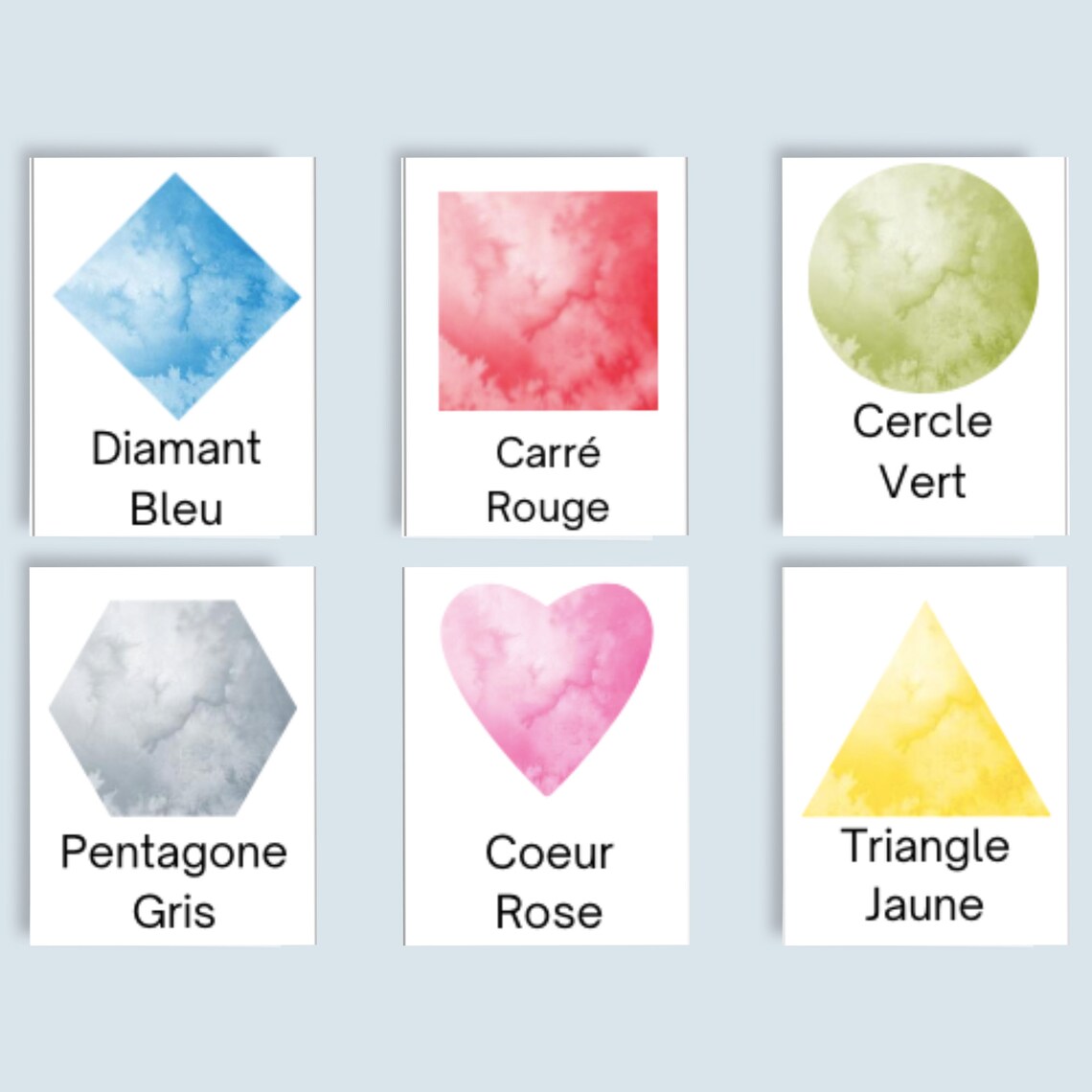 French Preschool Flashcards for Shapes and Colors, Montessori-inspired ...