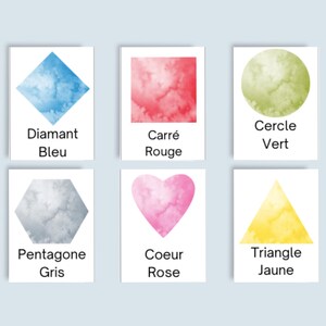 French Preschool Flashcards for Shapes and Colors, Montessori-inspired ...