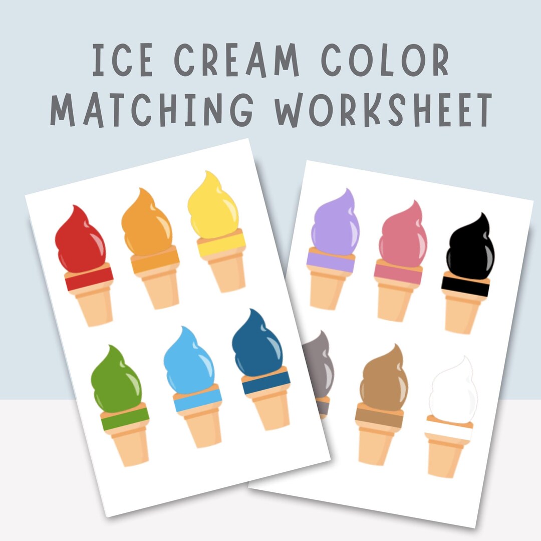 Ice Cream Color Matching Activity Preschool Colour Work Sheets Pairing ...