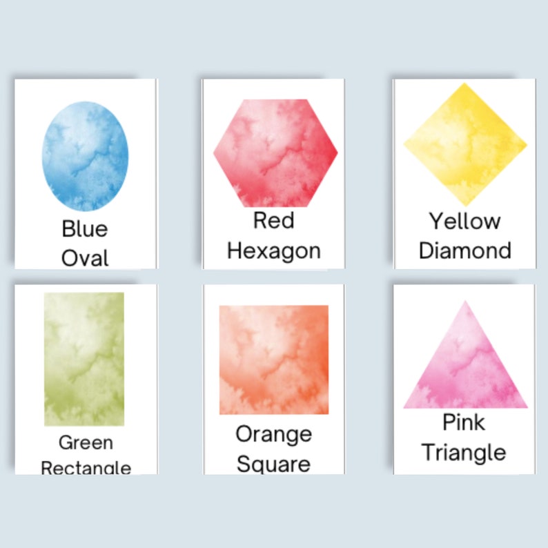 Preschool Printable Flashcards: Shapes and Colors Learning Set for ...