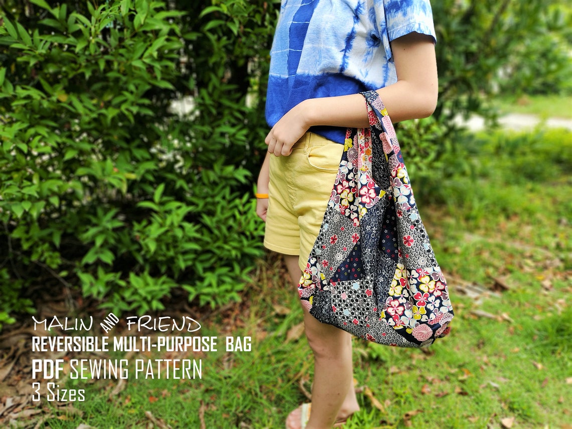 Reversible Floral Tote Bag Pattern PDF File Instant Download - Etsy