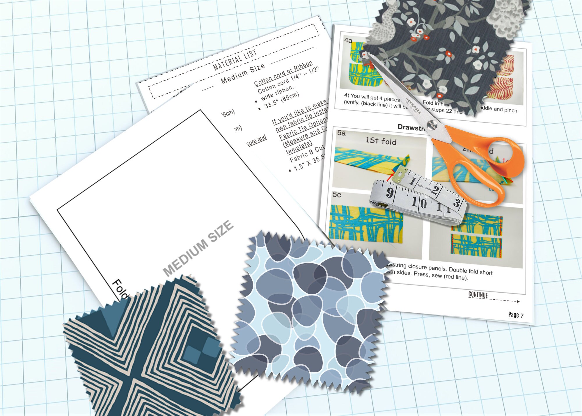 Reversible Drawstring Bag Pattern, Reuseable Gift Bag, Three Sizes, Bag ...