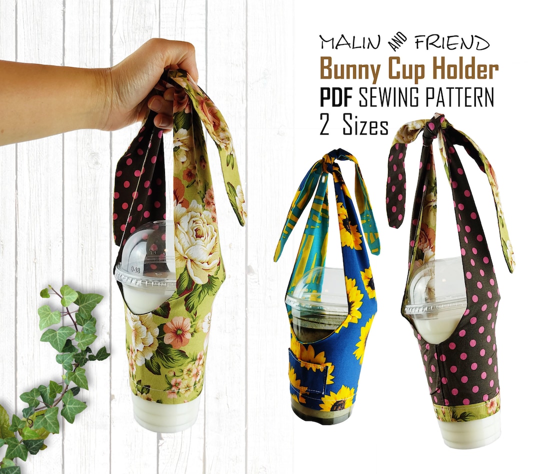 Printable Bunny Style Cup Holder Sewing Pattern - Instant Download Tied ...
