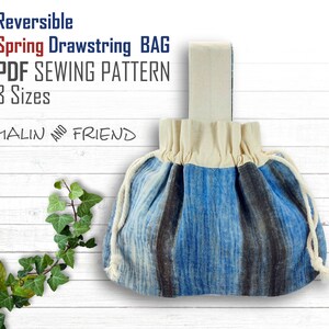 Reversible Drawstring Bag Pattern, Reuseable Gift Bag, Three Sizes, Bag Tutorial, Project Bag ...