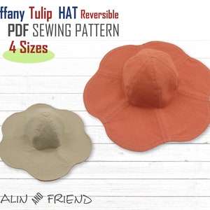 Tiffany Tulip Hat Wind Brim Sewing Pattern, Four Sizes Tulip Hat, Pdf Sewing Pattern, Instant ...