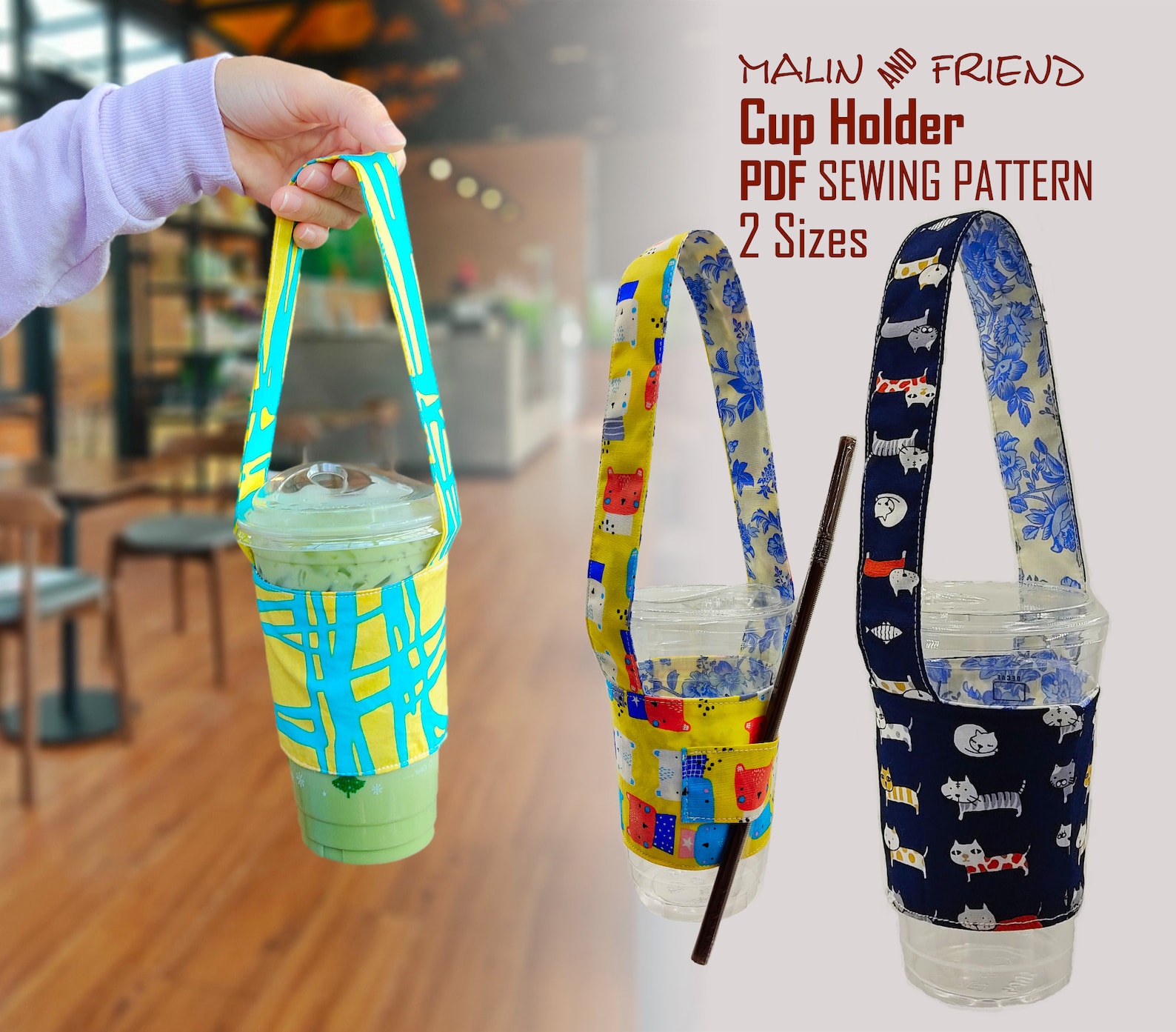 Printable Cozy Cup Holder Sewing Pattern - Instant Download Cold Drink ...