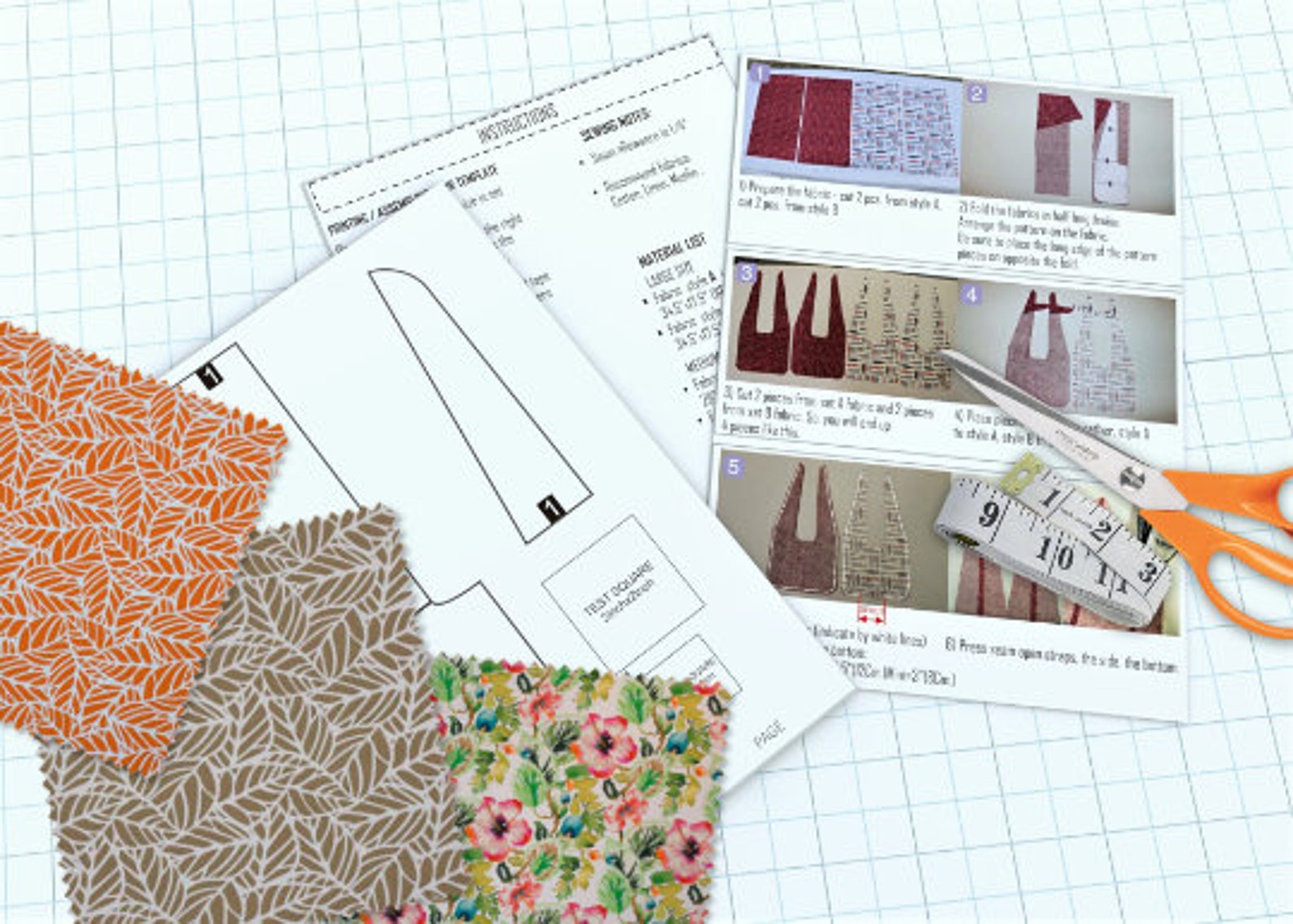 Reversible Tote Bag Pattern PDF File Instant Download Boho | Etsy