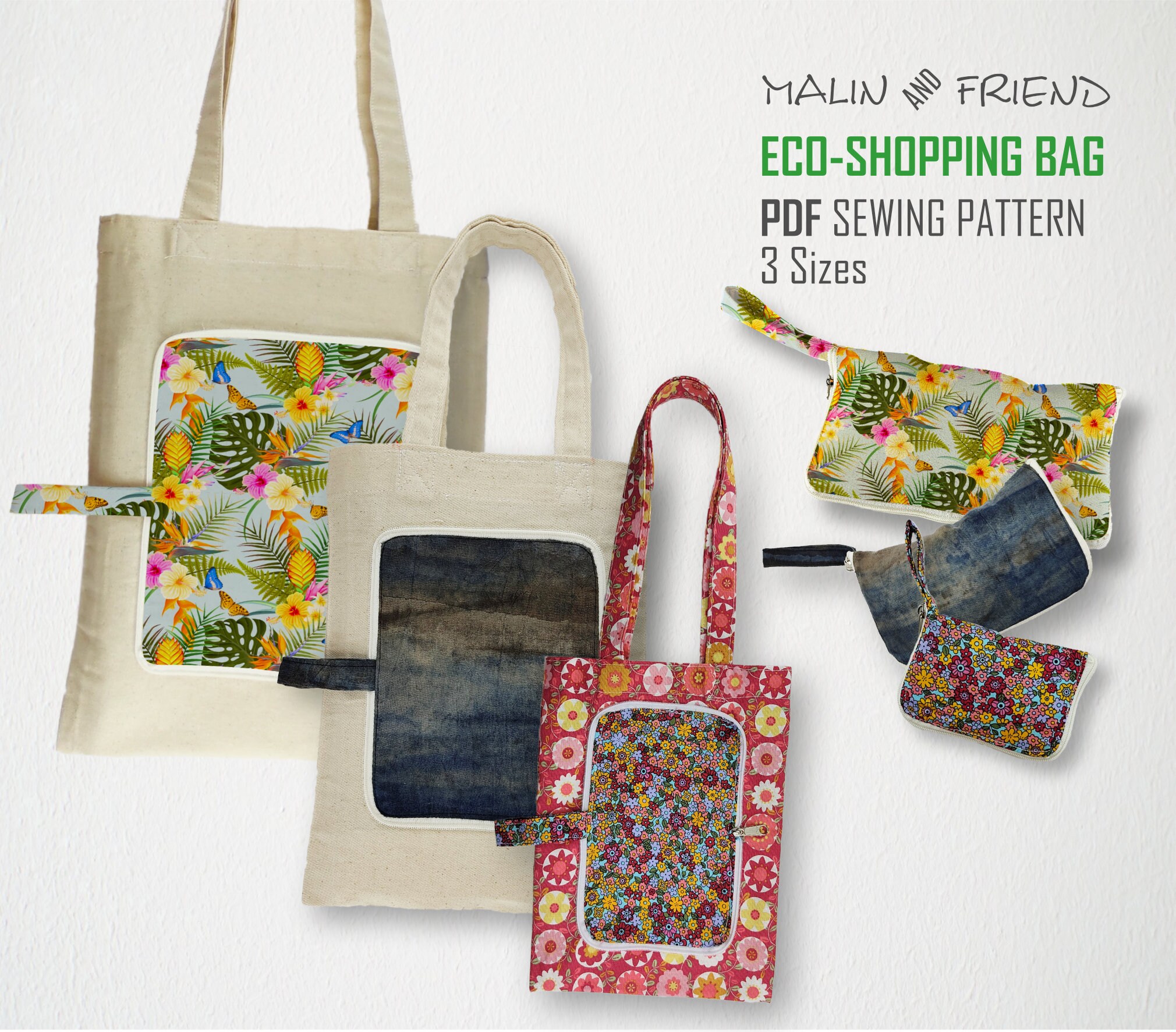 Eco-friendly Foldable Tote Bagsewing Bag Patternmarket - Etsy