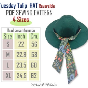 Tuesday Tulip Hat Sewing Tutorial and Templates, Easy-to-follow Sewing ...