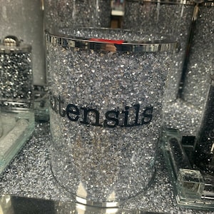 Crushed Diamond Crystal Filled Crystal Utensils Pot Canister Storage - Etsy