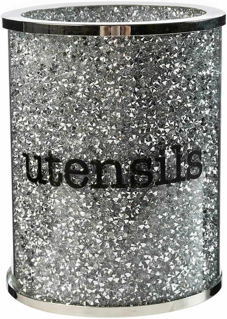 Crushed Diamond Crystal Filled Crystal Utensils Pot Canister Storage - Etsy