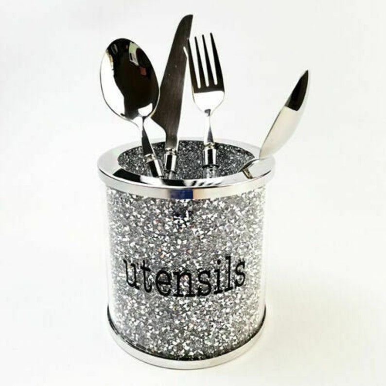 Crushed Diamond Crystal Filled Crystal Utensils Pot Canister Storage - Etsy
